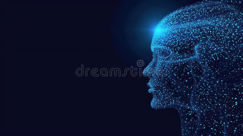 A Stunning Digital Profile of a Human Head Formed by Particles in Cyan ...