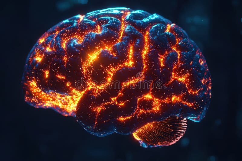 A Stunning Digital Representation of a Brain Illuminated with Glowing ...