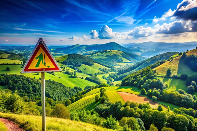 Stunning Digital Warning Sign Against a Breathtaking Natural Backdrop a ...