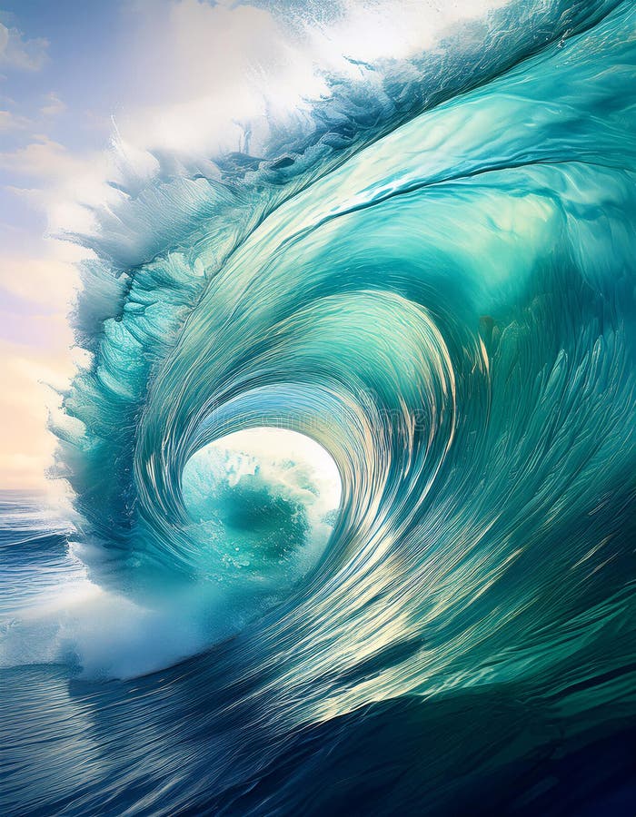 A Stunning, Digitally Created Image of a Massive Ocean Wave Curling ...