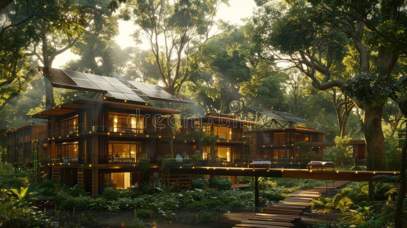 Sustainable Eco Resort in a Lush Tropical Forest with Wooden Cabin ...