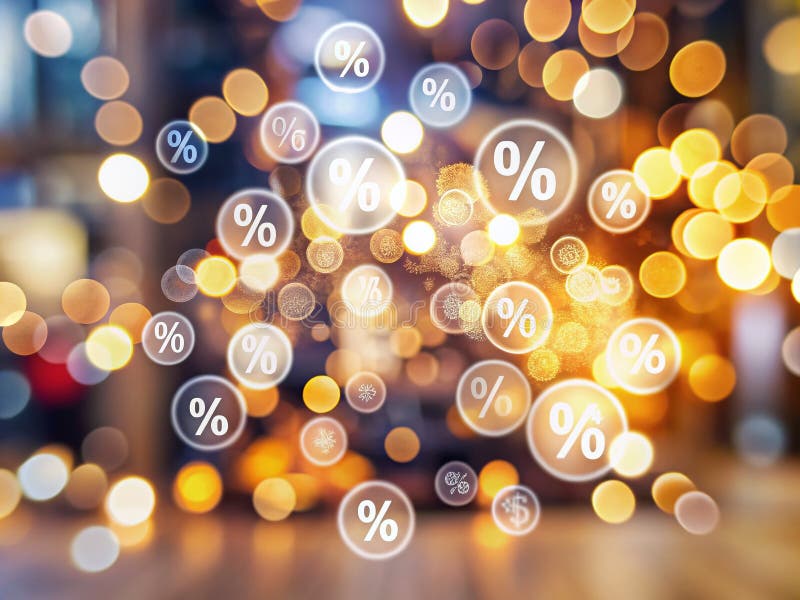 Stunning Discount Icons Collection Solid Line Designs with Bokeh Effect ...