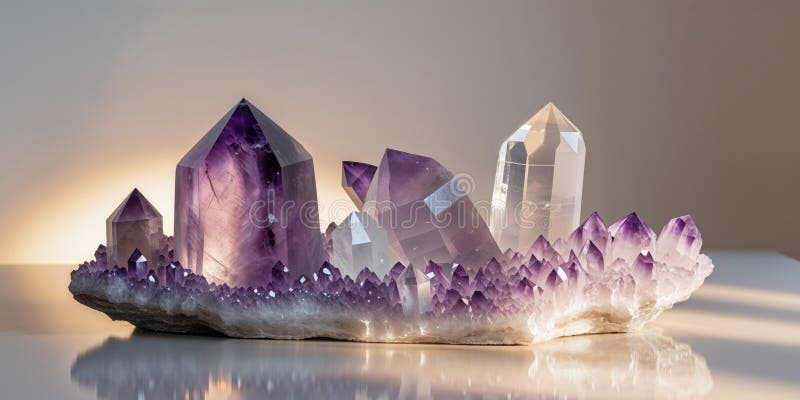 Stunning Display of Amethyst and Quartz Crystals Captured in Soft ...