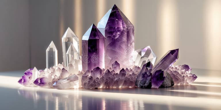 Stunning Display of Amethyst and Quartz Crystals Captured in Soft ...