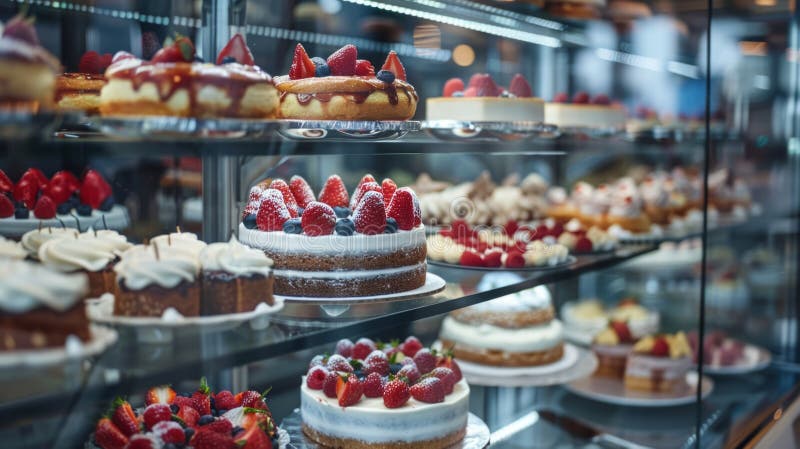 A Stunning Display of Assorted Cakes and Pastries Inside a Bakery ...