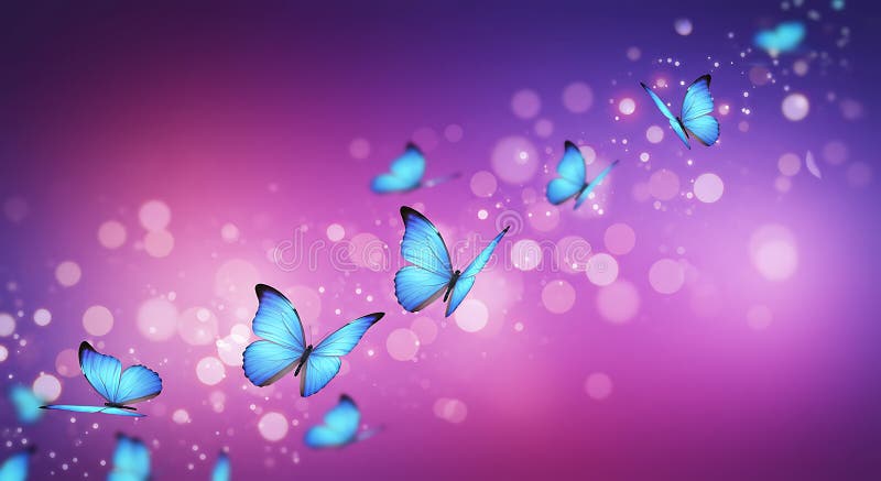Vibrant Blue Butterflies on Gradient Background, Generative Ai Stock ...