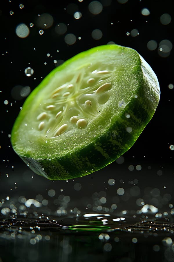 Levitating Cucumber Splash Art - AI Generated Stock Illustration ...