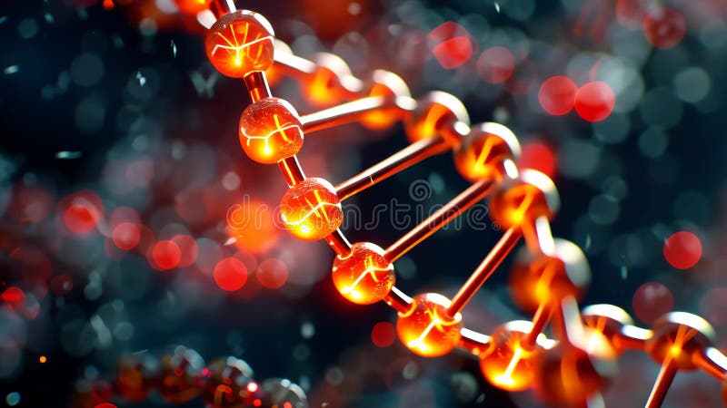 A Stunning Display of a DNA Double Helix Illuminated in Red Hues ...