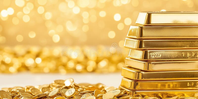 A Stunning Display of Gleaming Gold Bars Stacked Elegantly, Surrounded ...