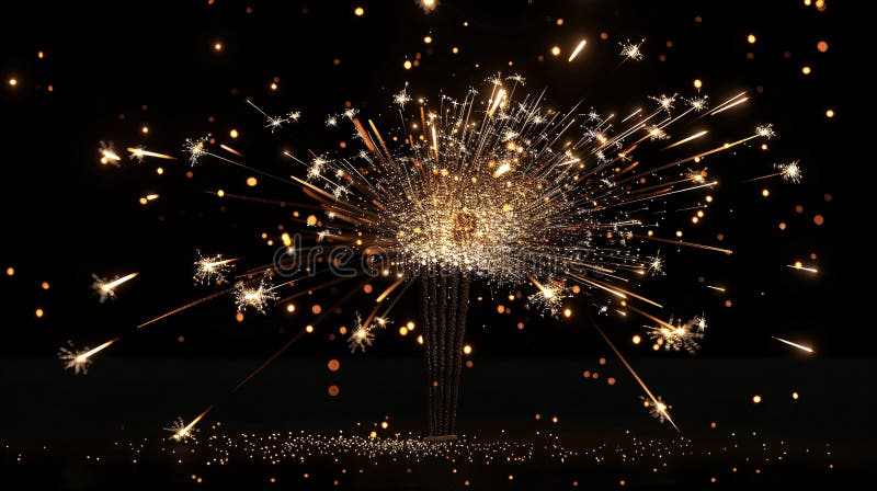 Glittering Fireworks Display in Dark Night Sky with Sparks Stock Image ...