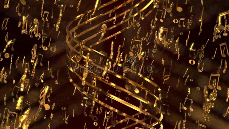 Golden Musical Notes Twisting in a Spiral Stock Footage - Video of ...