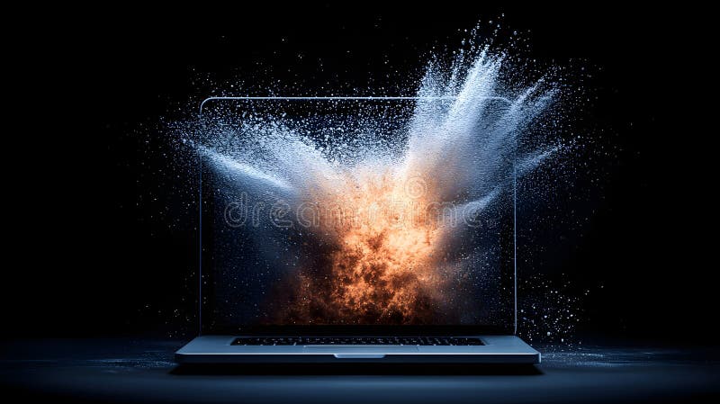 A Stunning Display of Imagery: Laptop Erupts with Dynamic Colors and ...