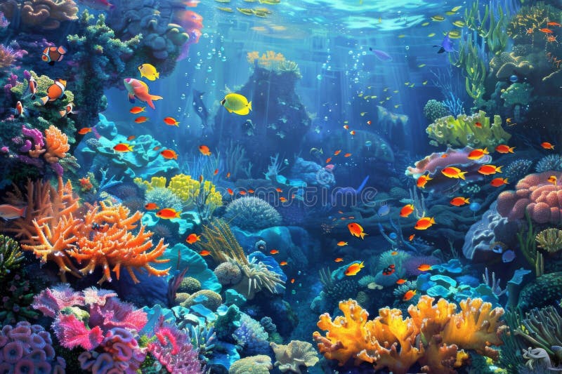 Vibrant Underwater World Showcasing Colorful Coral Reefs and Diverse ...