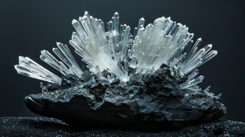 Stunning Display of Quartz Crystals Emerging from a Dark Rock in a ...