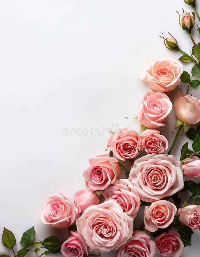 Beautiful Arrangement of Soft Pink Roses on a Light Background Stock ...