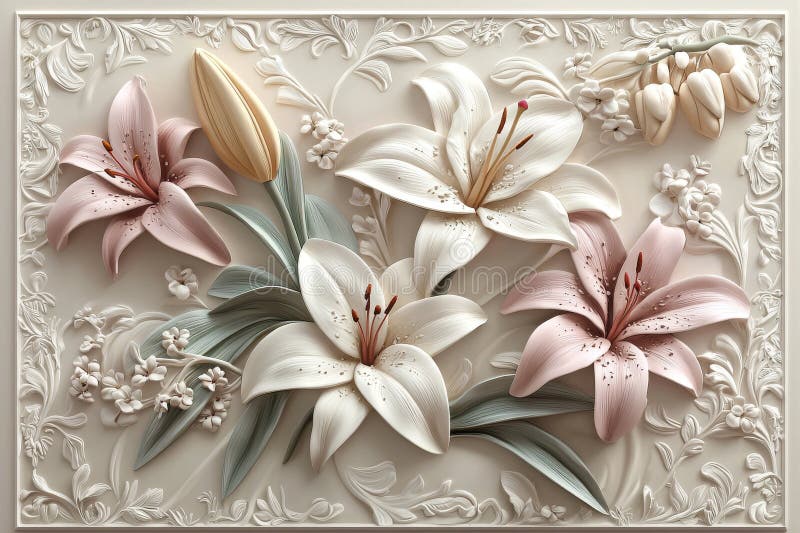 A Stunning Display of Three White Flowers, Each Featuring a Pink Center ...