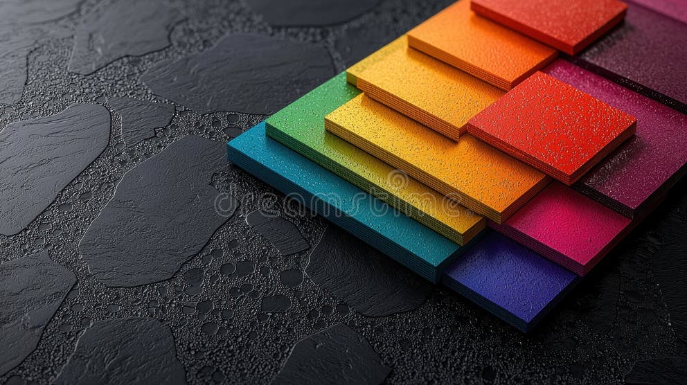 A Stunning Display of Vibrant Rainbow Colored Blocks on a Dark Surface ...