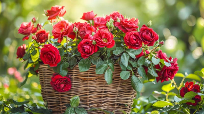 Stunning Display of Vibrant Red Roses Artfully Presented in a Rustic ...