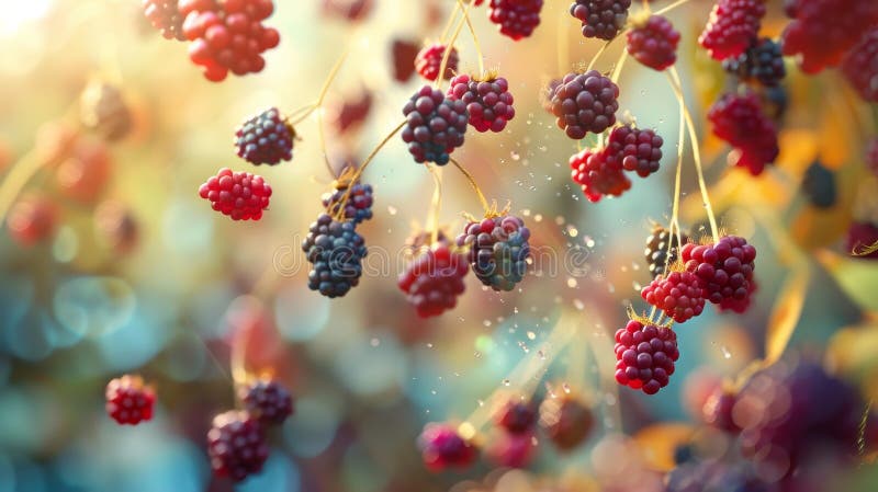 Stunning Display of Wild Berries Gracefully Falling through the Air ...