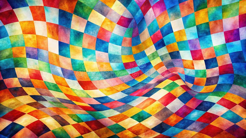 Stunning Distorted Checkered Pattern a Vibrant Abstract Geometric ...