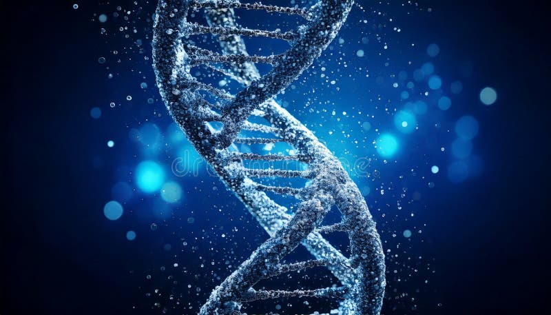 Stunning DNA Helix in Blue Light with Water Drops Stock Illustration ...