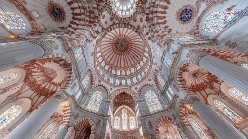 Stunning Dome, Mosque Interior Architecture Stock Photo - Image of ...
