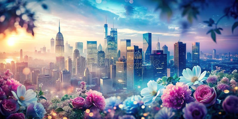 Stunning Double Exposure Background Design Abstract Cityscape Meets ...