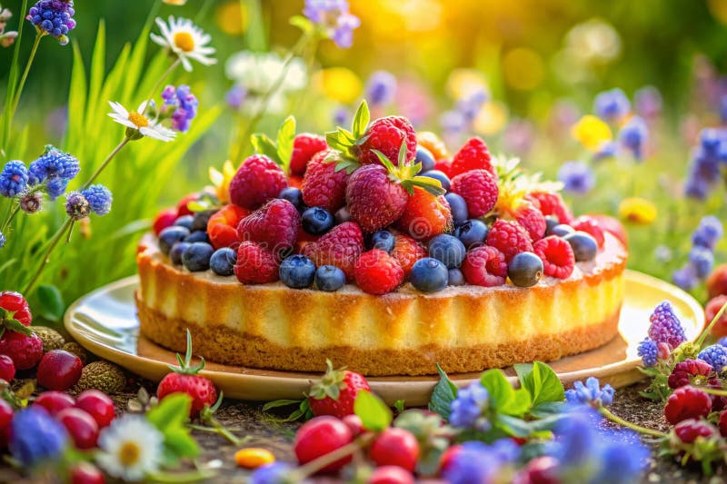 Stunning Double Exposure of a Berry Cake Pie Dessert a Visual Feast for ...