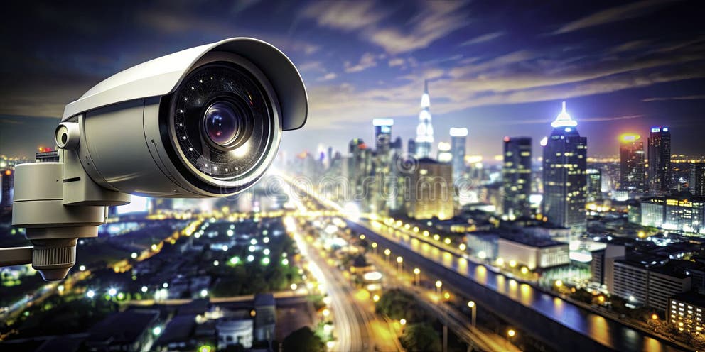 Stunning Double Exposure CCTV Surveillance System Image a Blend of ...