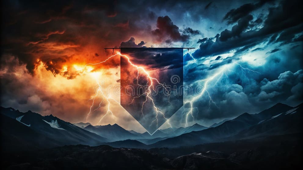 Stunning Double Exposure of Dramatic Dark Clouds and Lightning a ...