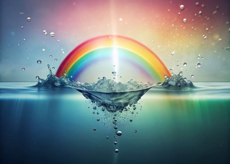 Stunning Double Exposure Image of a Rainbow Water Splash Asymmetrical ...