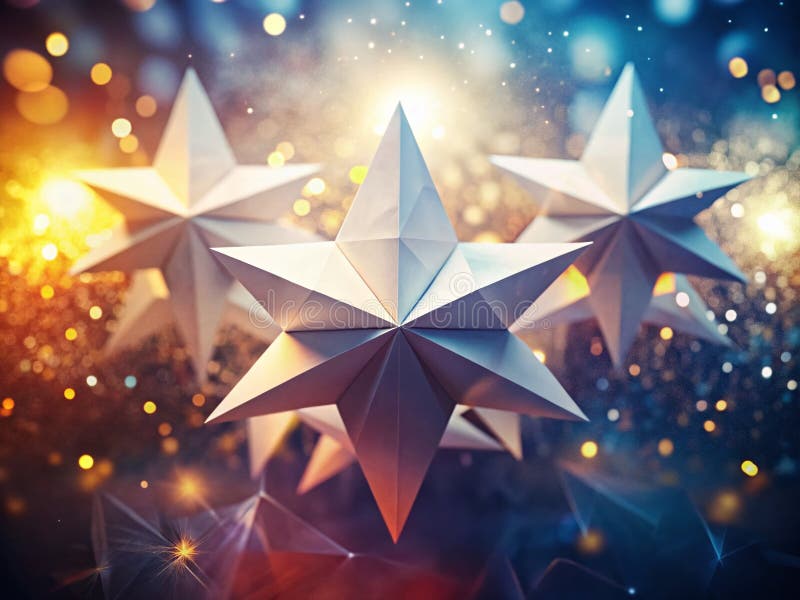 Enthralling Double Exposure of Sparkling White Faceted Stars a ...