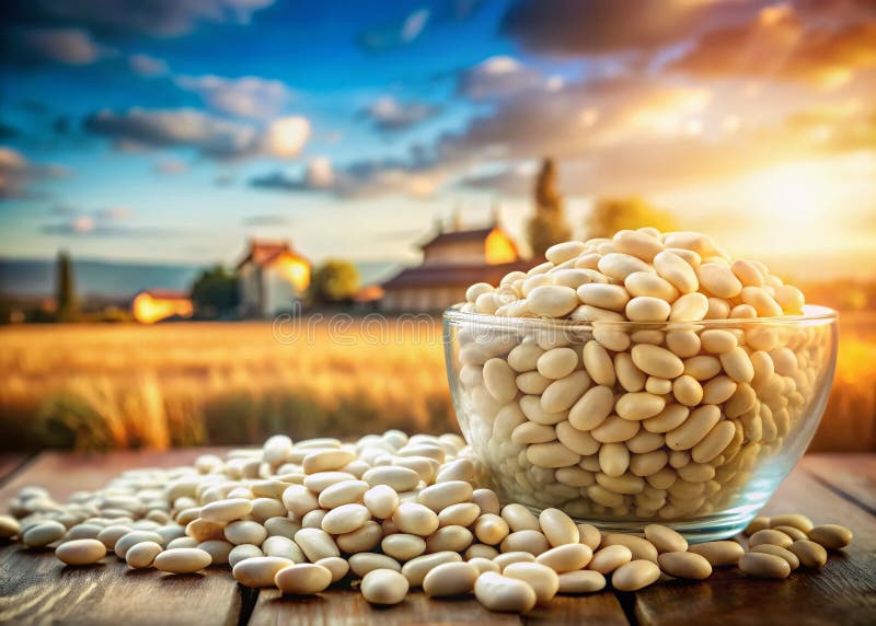 A Stunning Double Exposure of Overflowing White Beans a Culinary Visual ...