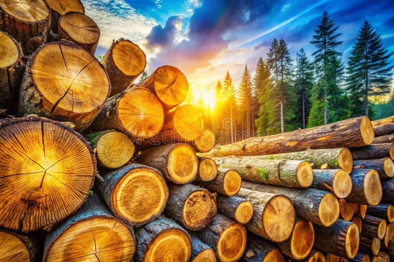 Stunning Double Exposure of a Rustic Log Pile a Textural Background for ...