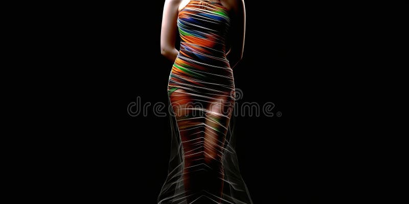 Stunning Double Exposure Striped Mosaic Double Silk on Black Background ...