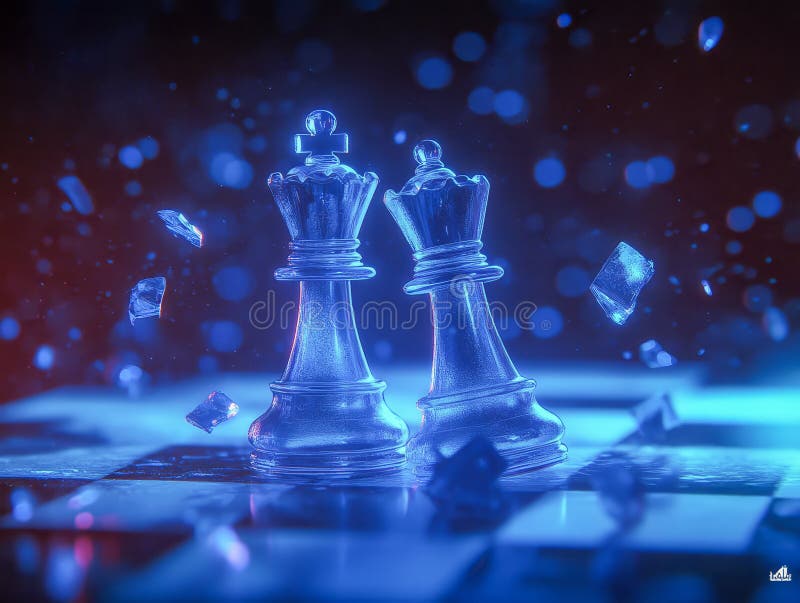 Dynamic Chess Showdown: Ice Vs Fire Concept Art Stock Illustration ...