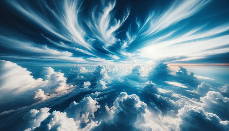 Dramatic Cloudscape with Sunlight, Nature Background Stock Illustration ...