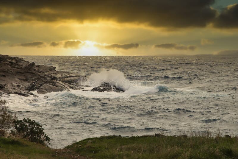 Seacoast View during Sunset. Stock Image - Image of coastline ...