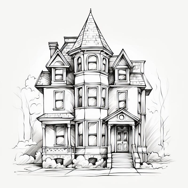 Victorian House Line Drawing