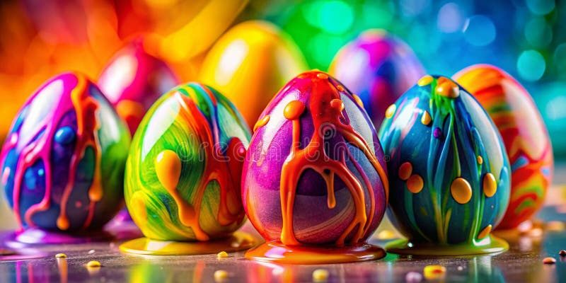 Stunning DripPainted Easter Eggs Against a BokehEnhanced Artistic ...