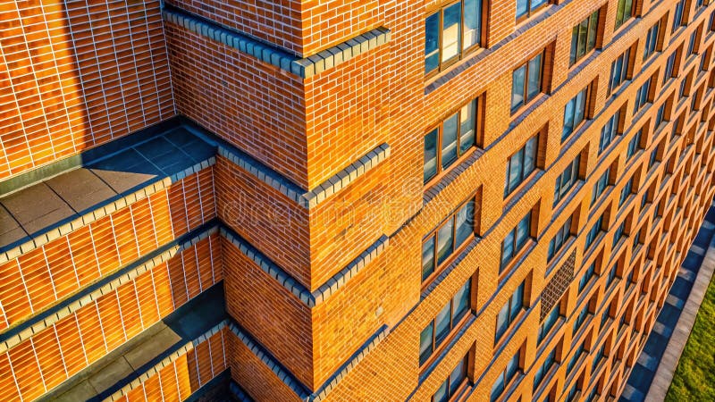 Stunning Drone Perspective of a Modern Horizontal Brick Wall ...