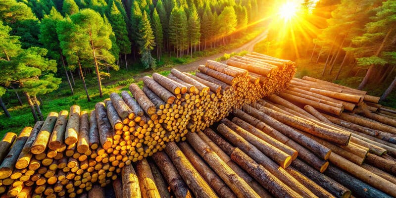 Stunning Drone Shot Captures a Precisely Stacked Log Pile in a Lush ...