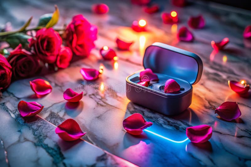 Stunning Earphone Case Floating Petals and Neon Lights Elevate Your Tech Accessories Stock ...
