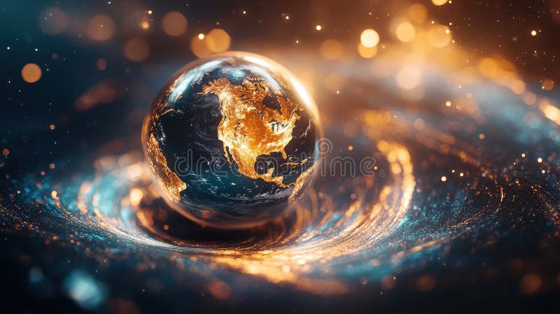 A Stunning Earth Surrounded by a Cosmic Swirl of Light and Color ...