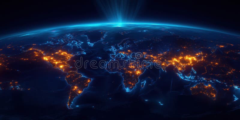 Stunning Earth View from Space at Night with Illuminated Cities and ...