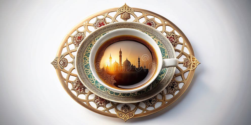 Exquisite Eid Coffee Double Exposure Frames Elegant Geometric Patterns ...