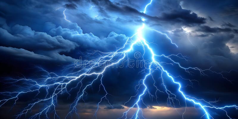 Stunning Electric Lightning Storm in Dark Starry Sky Stock Illustration ...