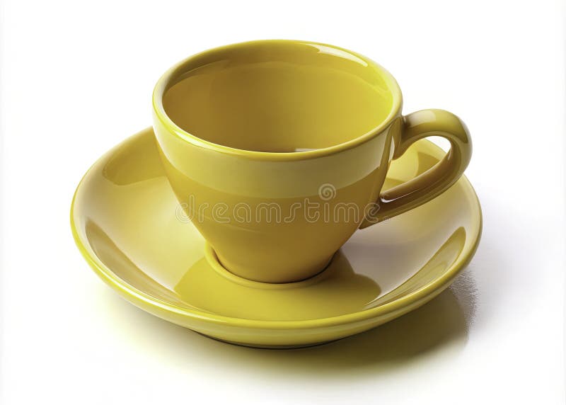 Stunning Elevated View of a Vibrant Yellow Cup and Saucer Pristine ...