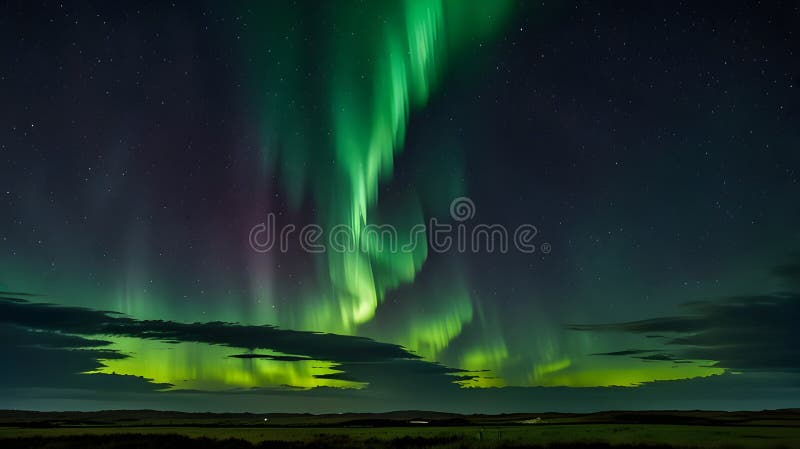 A Stunning Emerald-green Aurora Lighting Up the Irish Night Sky Stock ...