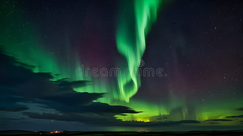 A Stunning Emerald-green Aurora Lighting Up the Irish Night Sky Stock ...